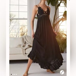 Free People | Dresses | Free People One Adella Maxi Slip Dress Black ...
